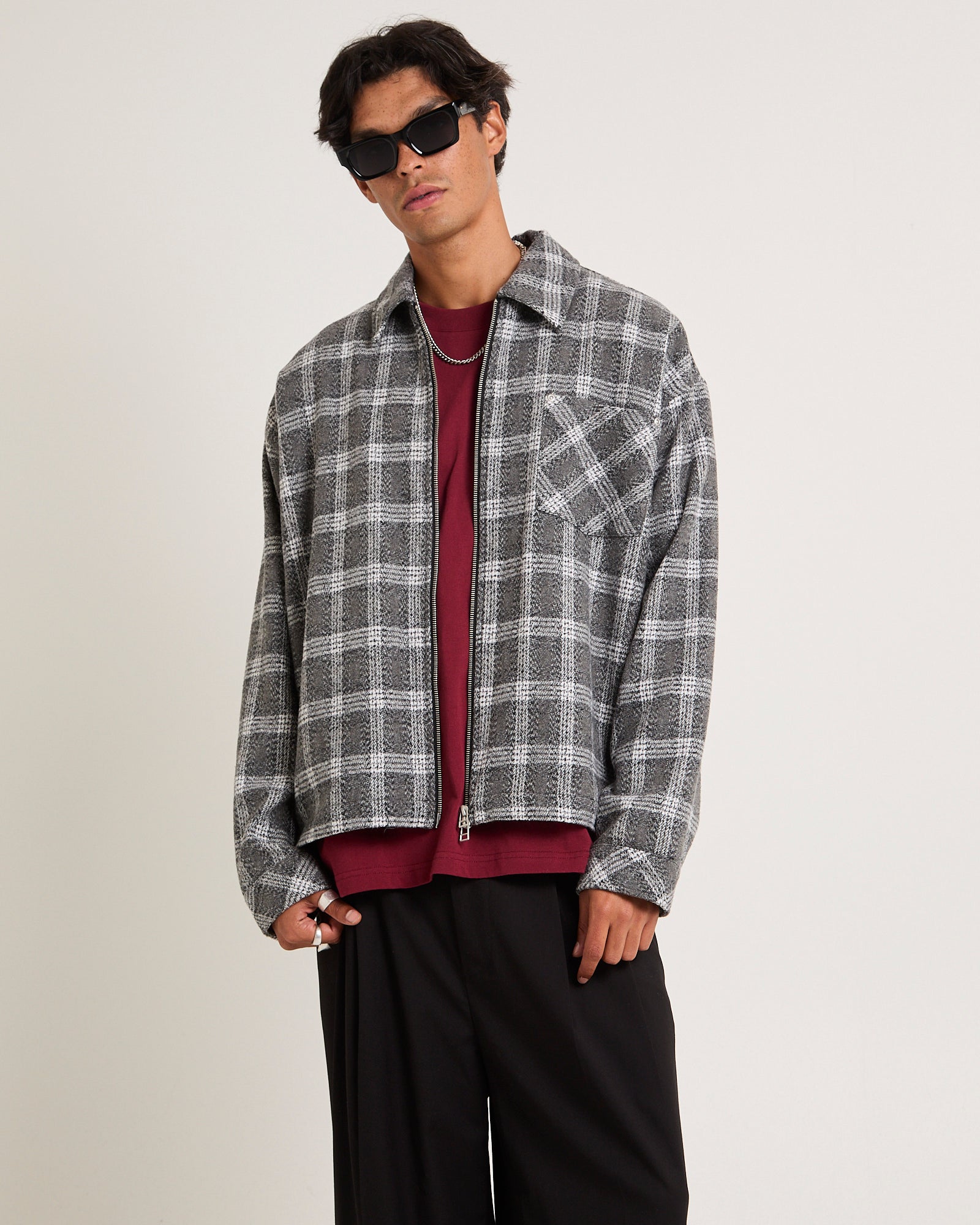 Brushed Check Zip Jacket – General Pants Co.
