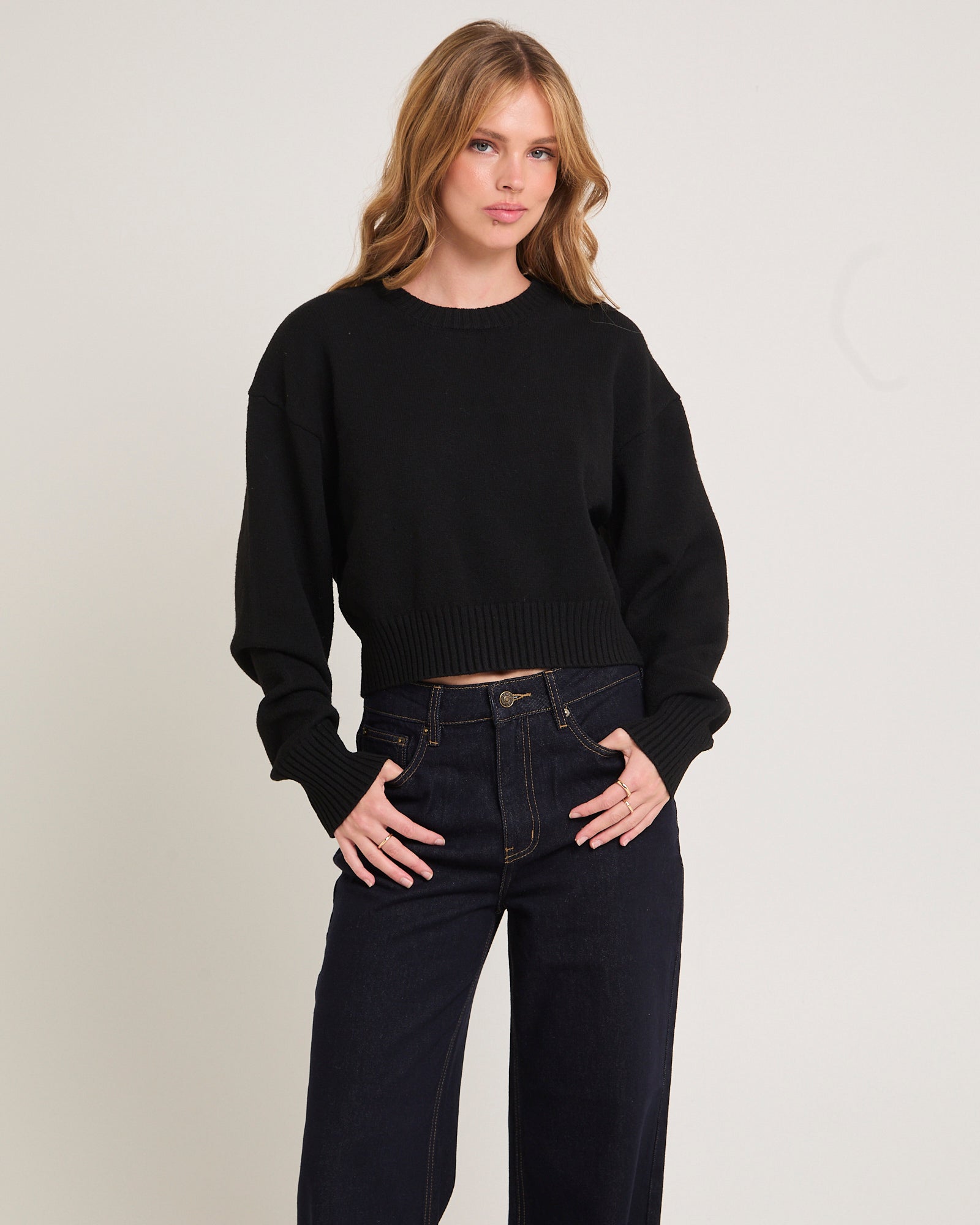 Tasmine Cropped Knit Sweater – General Pants Co.