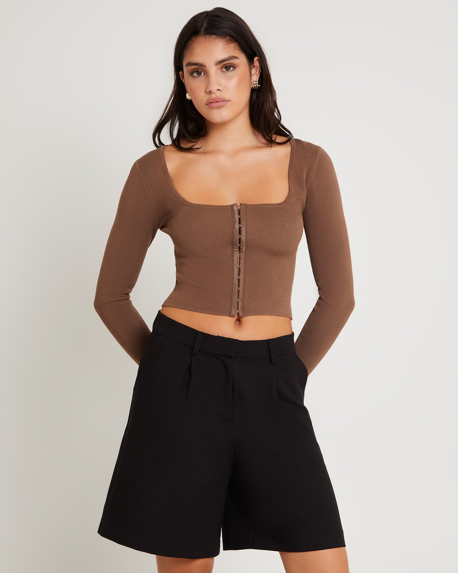 Quinn Hook & Eye Long Sleeve Knit Top – General Pants Co.