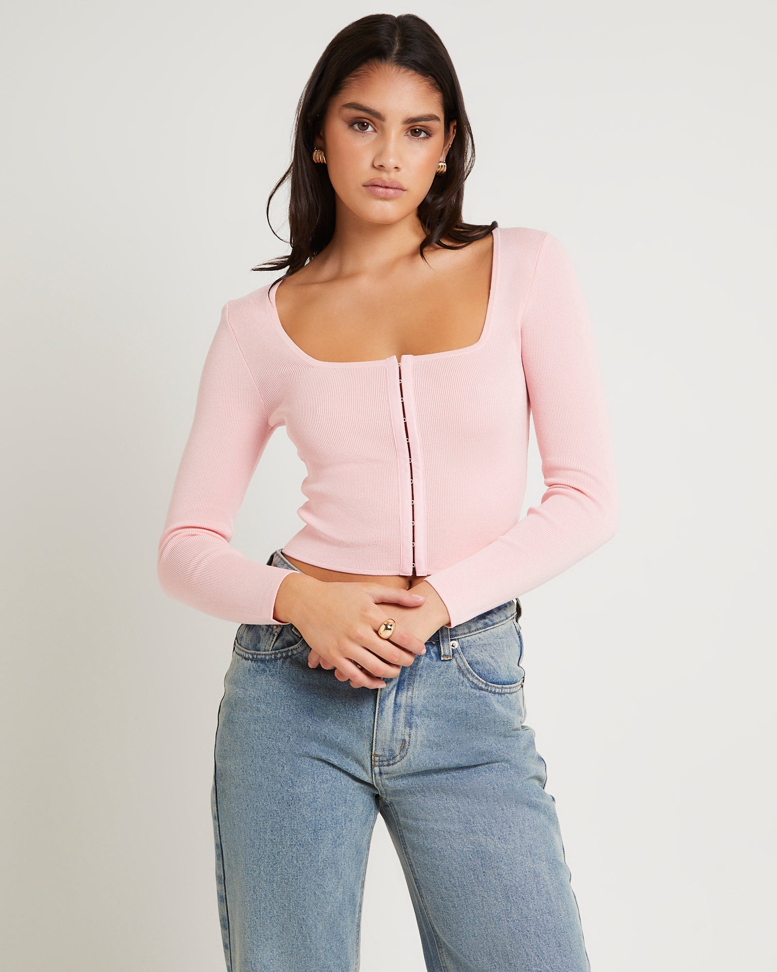 Quinn Hook & Eye Long Sleeve Knit Top – General Pants Co.