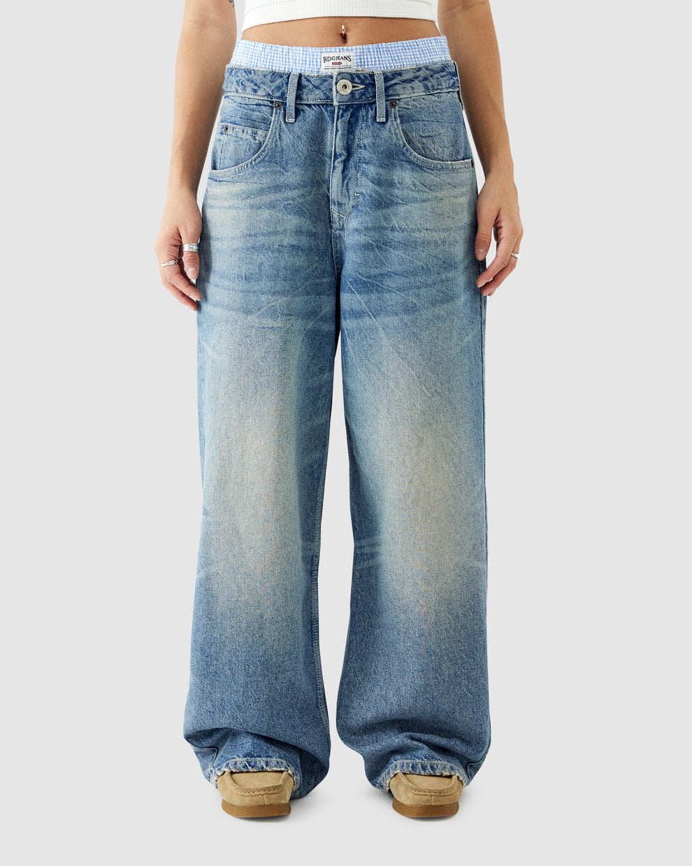 Boxer Waistband Wide Leg Denim Jeans – General Pants Co.