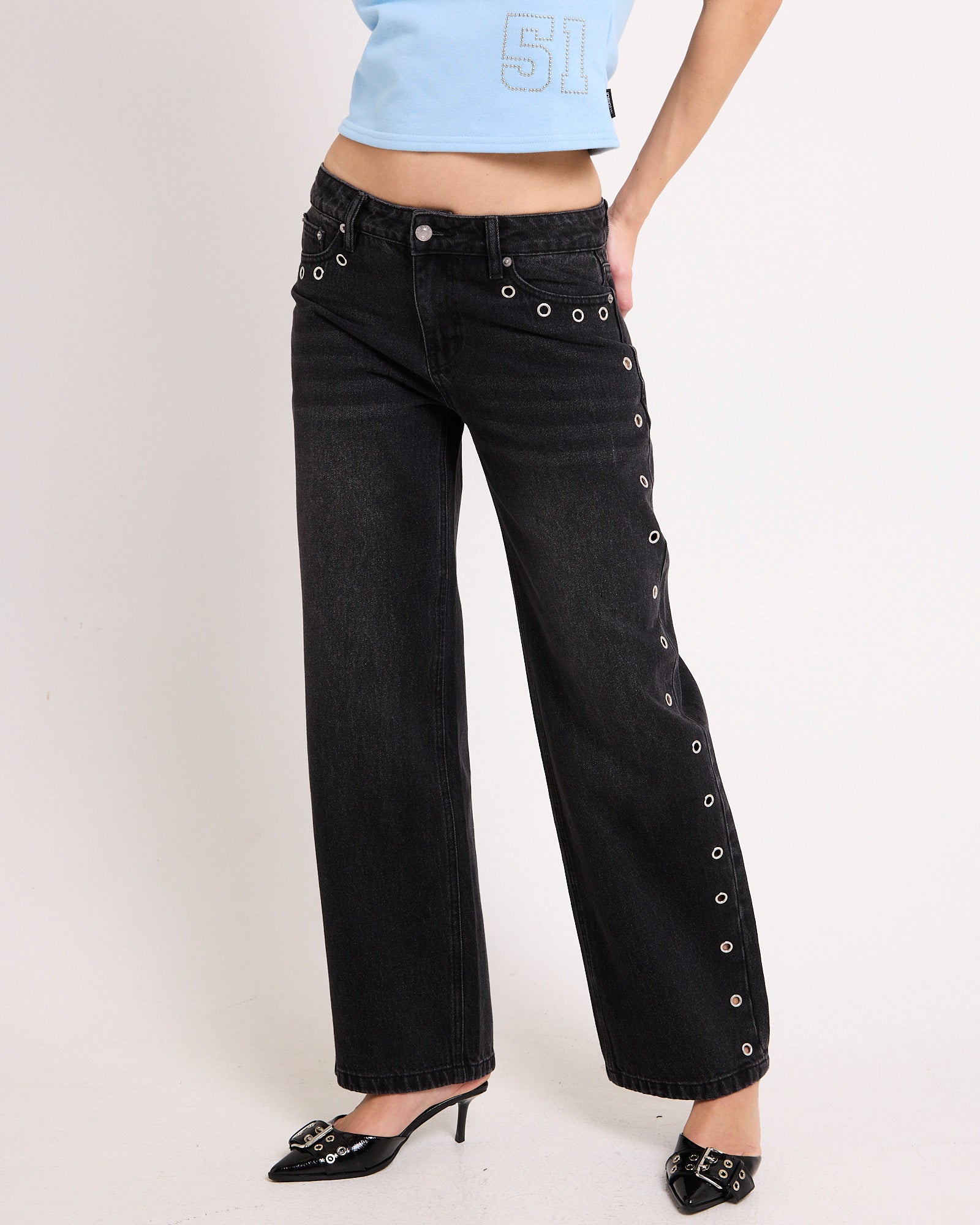 Razor Eyelet Straight Denim Jeans – General Pants Co.