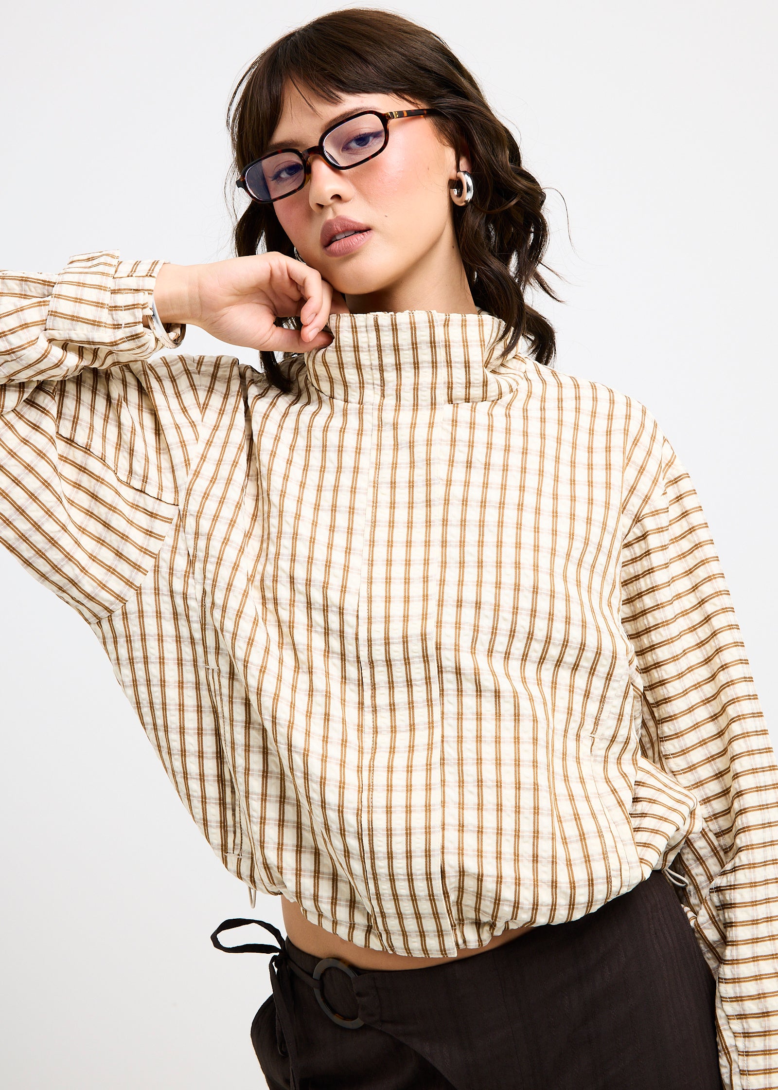 Myla Puckered Check Windbreaker – General Pants Co.