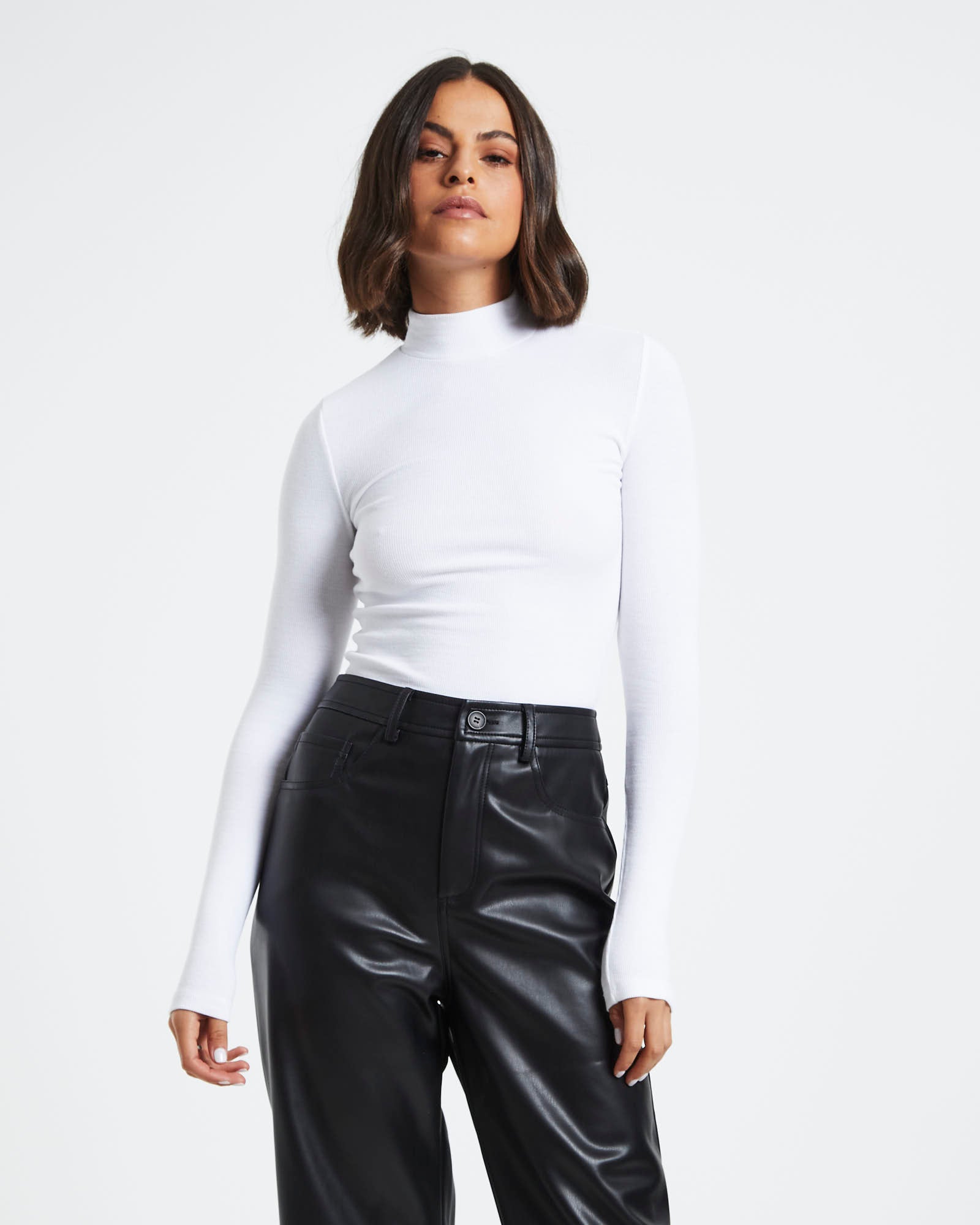 Ribbed Long Sleeve Skivvy White – General Pants Co.