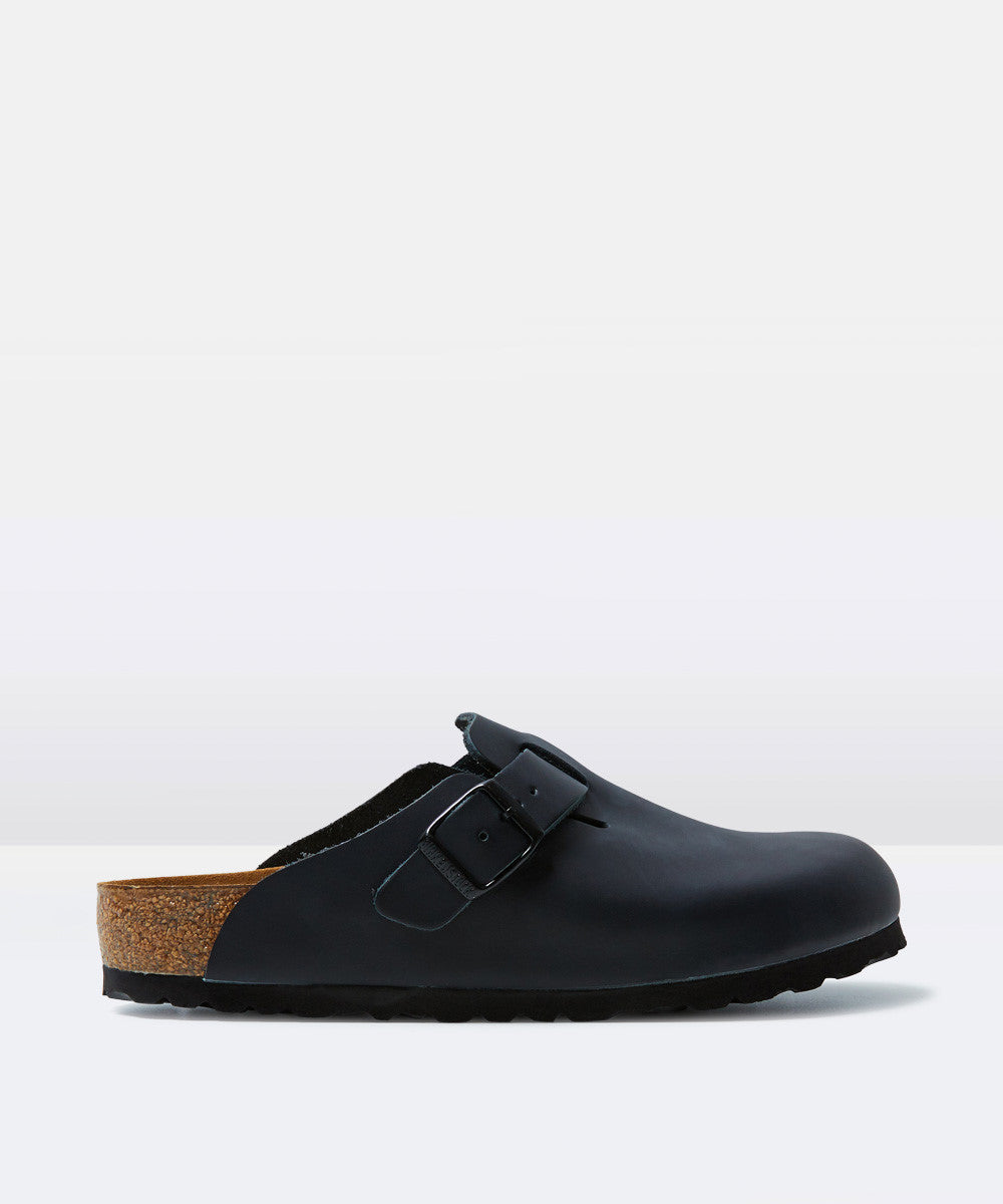 Boston Regular Smooth Leather Classic Footbed Sandals Black – General ...