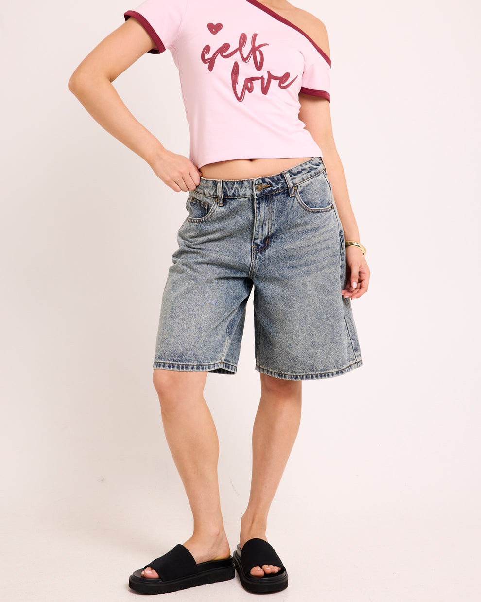 Kourtney Longline Denim Jorts – General Pants Co.