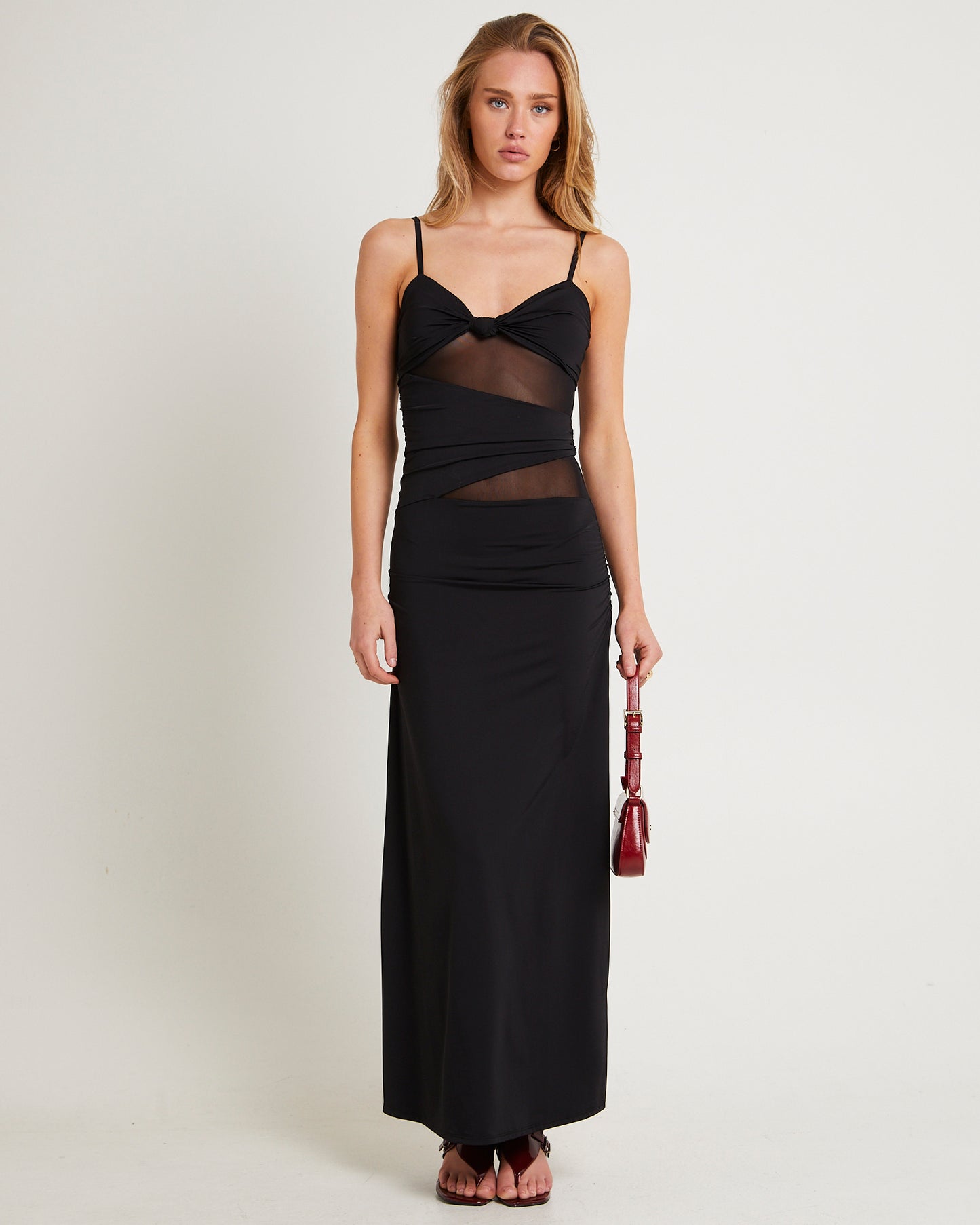 Carmel Mesh Twist Midi Dress – General Pants Co.