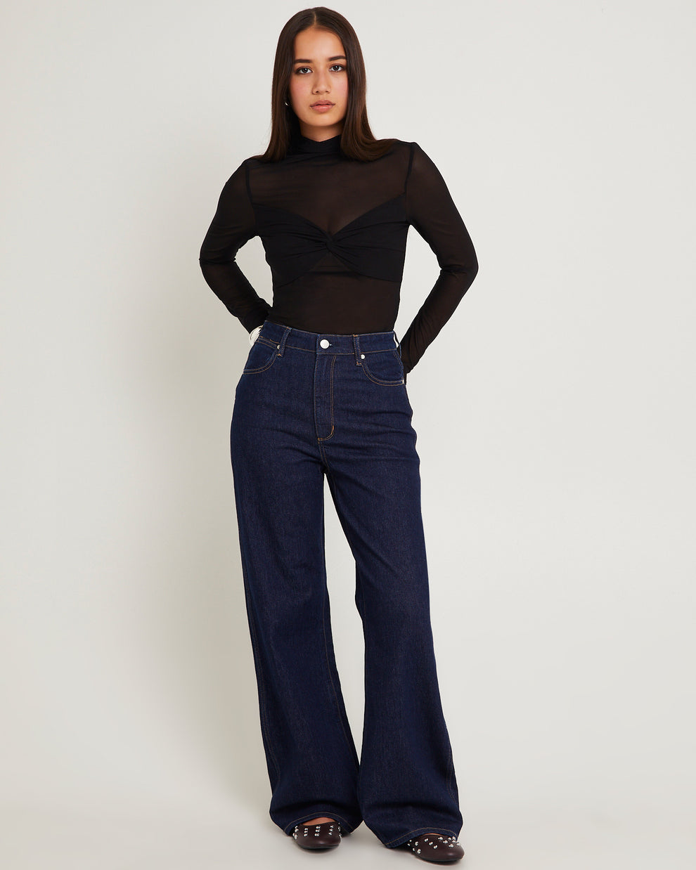 Hi Bells Flared Denim Jeans Highway Black – General Pants Co.