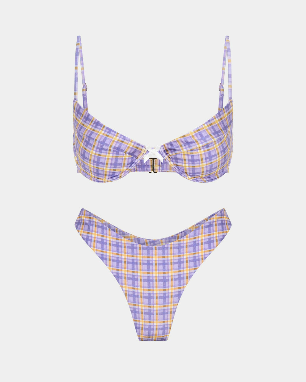 India Blurred Check Underwire Bikini Top Bikini Set – General Pants Co.