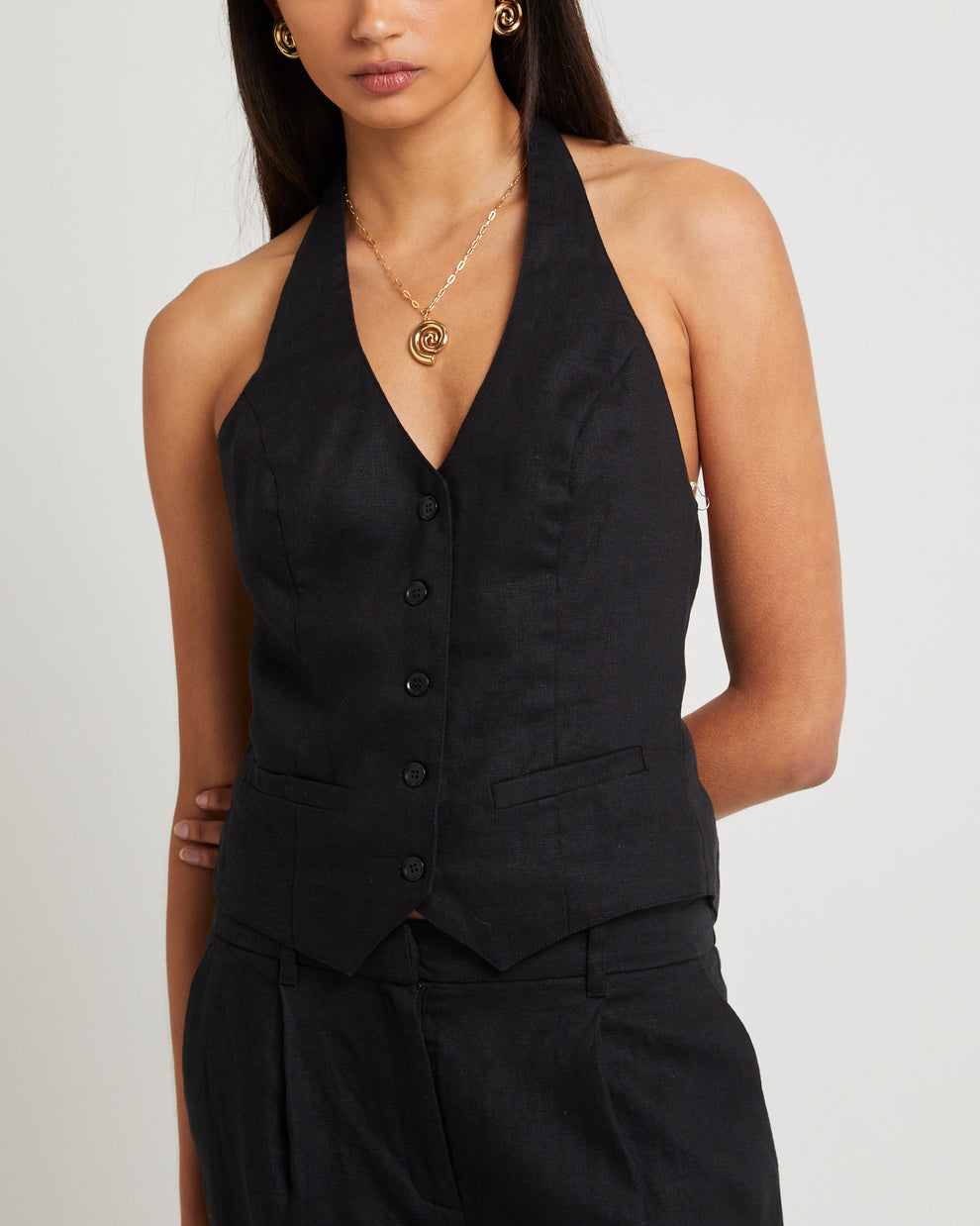 Naomi Linen Halter Vest – General Pants Co.